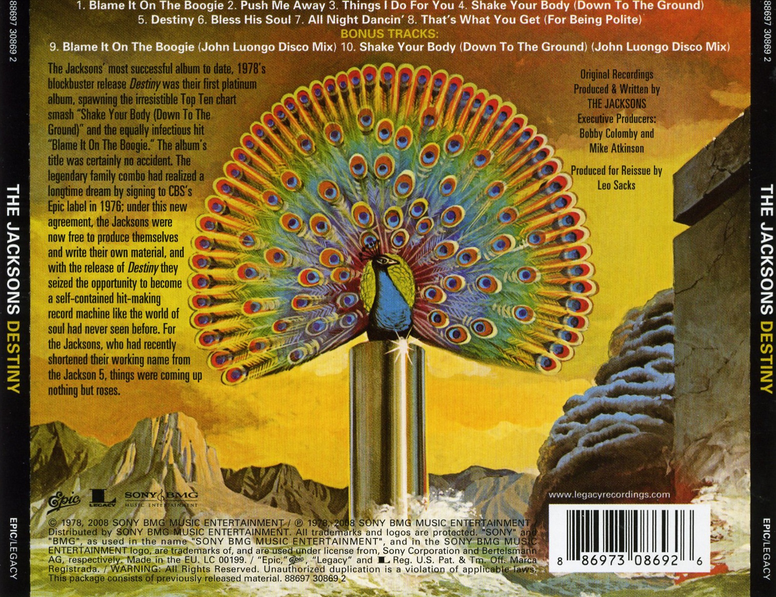 The Jacksons Destiny; 30th Anniversary : Back | CD Covers | Cover ...